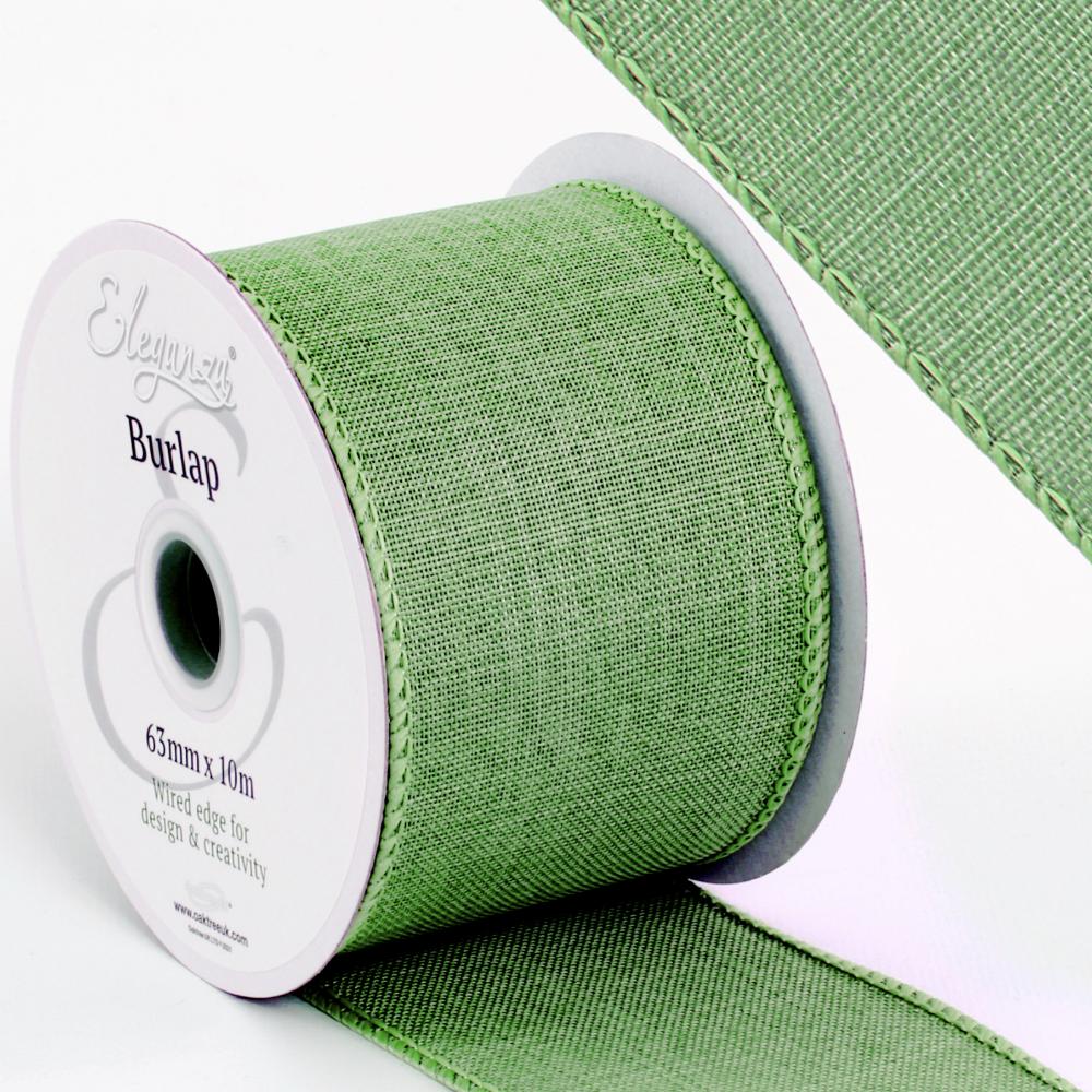 Wired Edge Burlap 63mm Ribbon 10 Metre Roll OTWB63