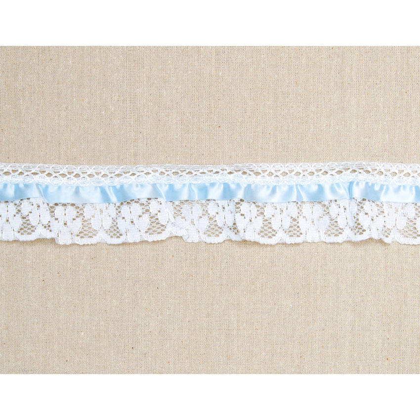 KM4789 Frilled Lace with Ribbon Detail and Header