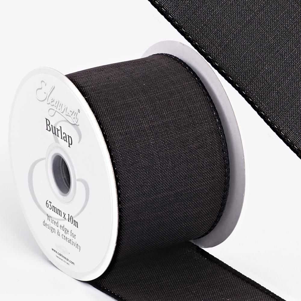 Wired Edge Burlap 63mm Ribbon 10 Metre Roll OTWB63