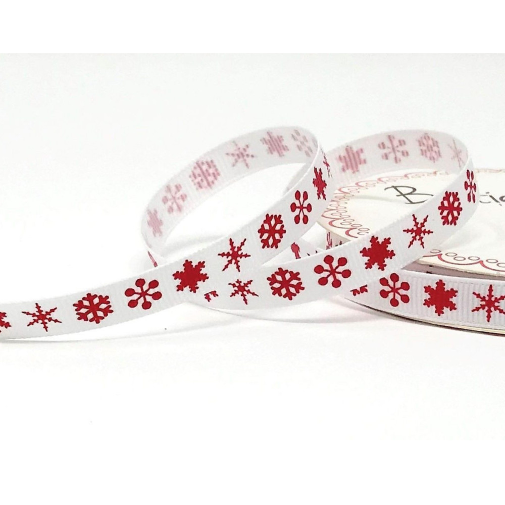 Snowflake Ribbon 9mm x 25m Red SEBTB158