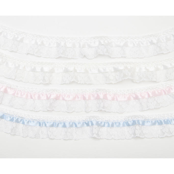KM4789 Frilled Lace with Ribbon Detail and Header