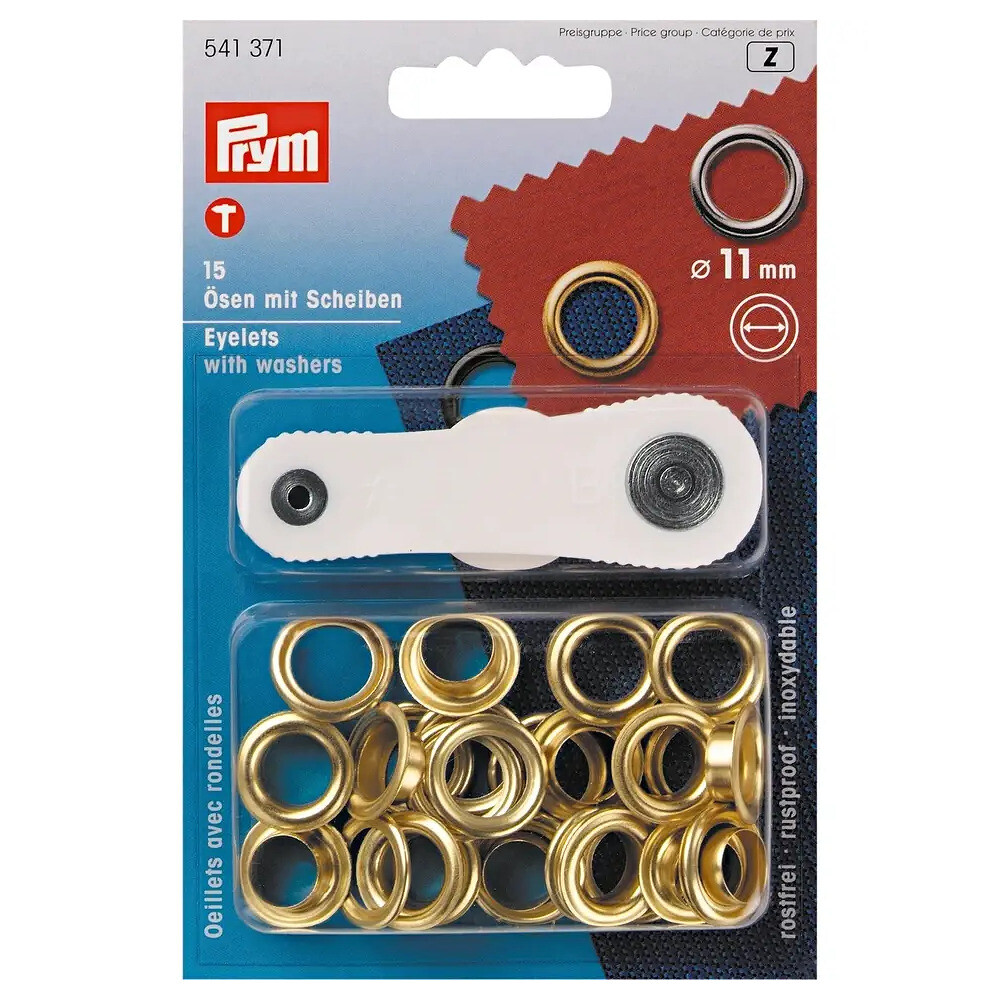 541371 Prym Eyelet & Washers 11mm Gold