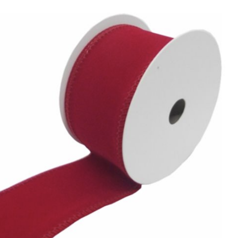 Wired Velvet Ribbon Red 63mm x 10y FS-897272