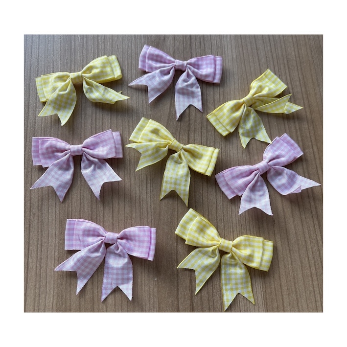 Gingham Double Bows 25mm x 30pcs 08625GD