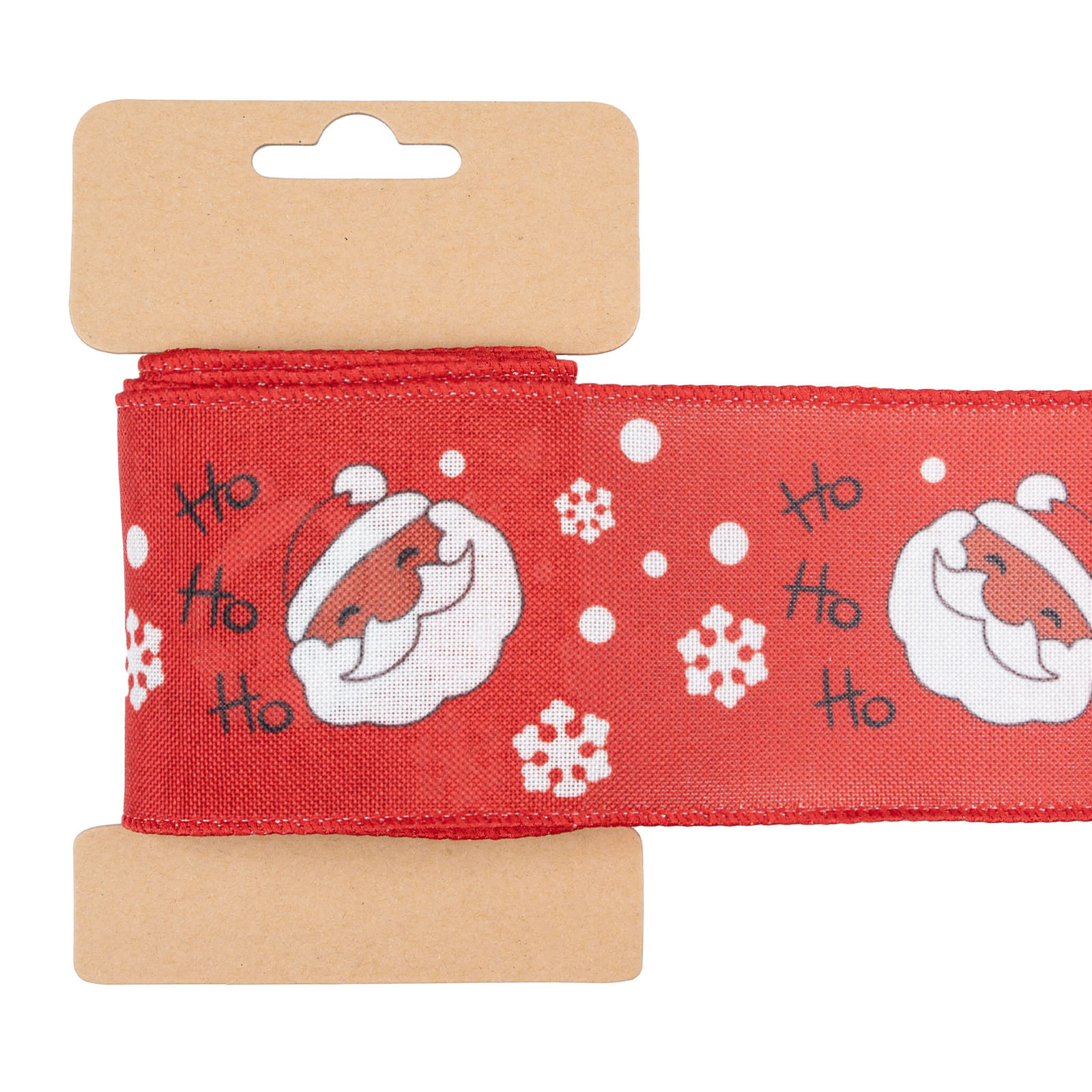 Ho Ho Ho Santa Wired Hank 63mm x 2.5y HWH27-63-01 wholesale ribbon