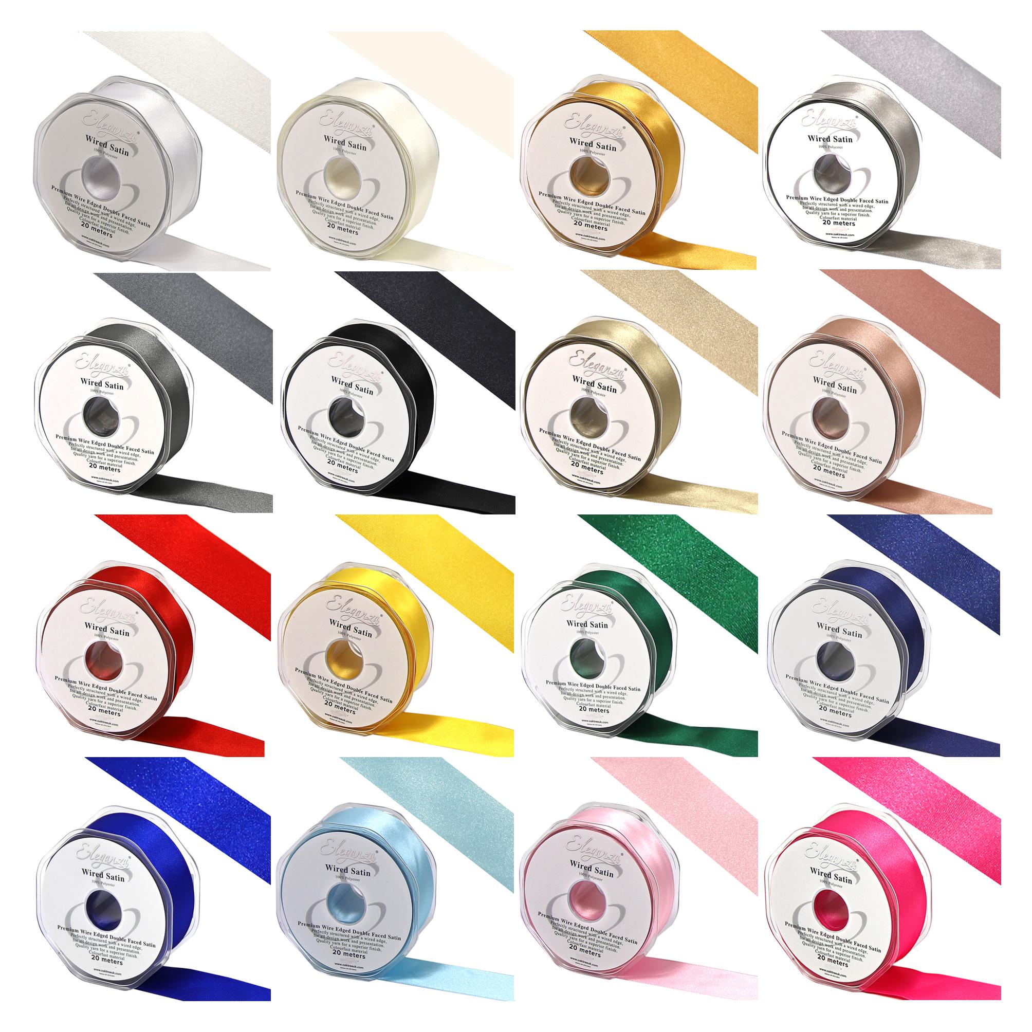 Wired Double Satin Ribbon 25mm x 20m OTWS25 Oaktree
