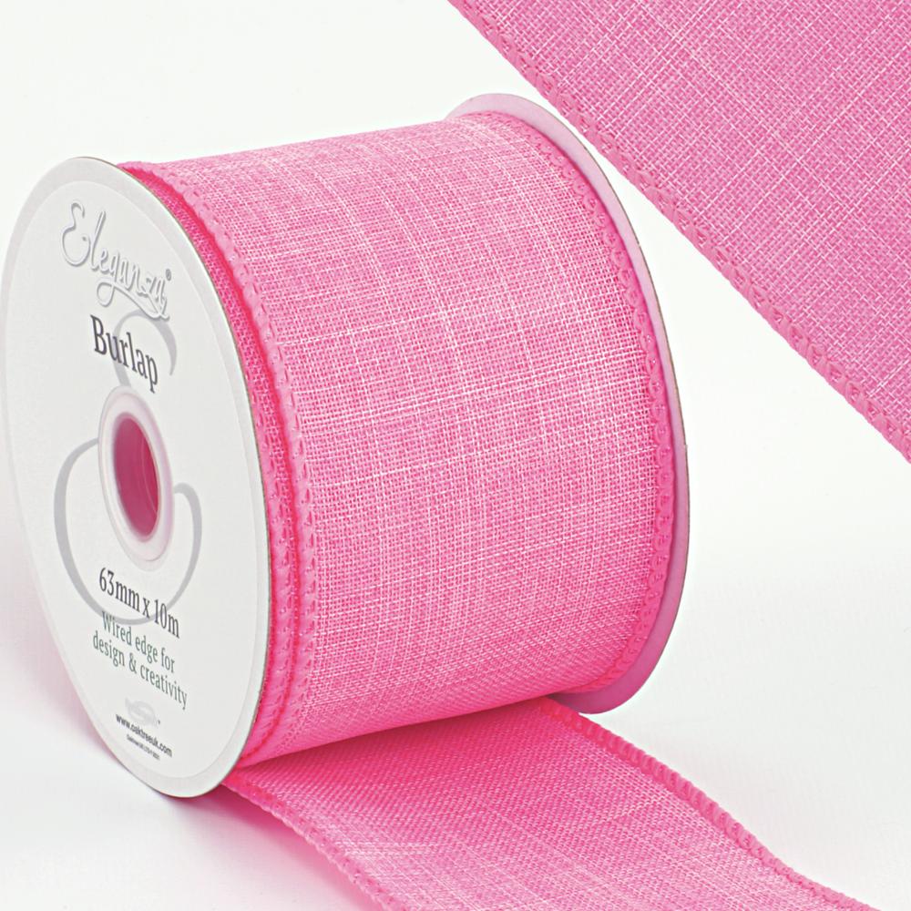 Wired Edge Burlap 63mm Ribbon 10 Metre Roll OTWB63