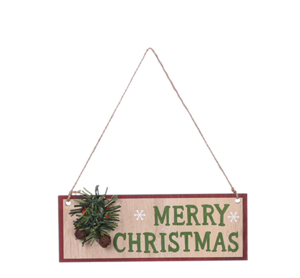 Wooden Merry Christmas Spruce Sign 22.5cm x 1 Piece FS-888621