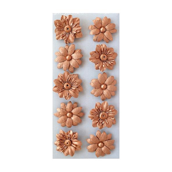 Metallic Paper Flowers Copper 10pcs IO-HM034