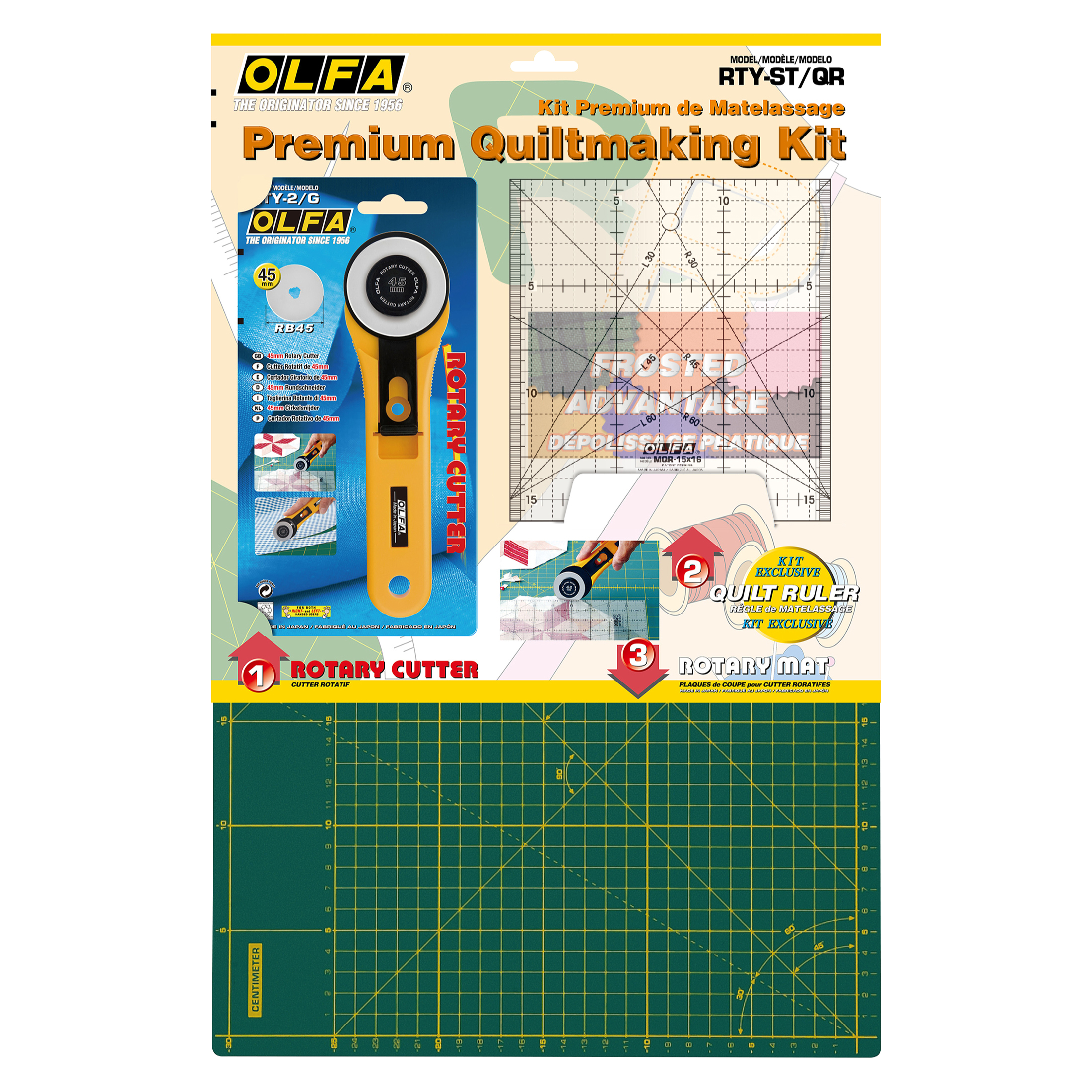 Premium Quilt Making Starter Kit - CM Ruler/Metric RTY-ST/QR-RC-CM Olfa