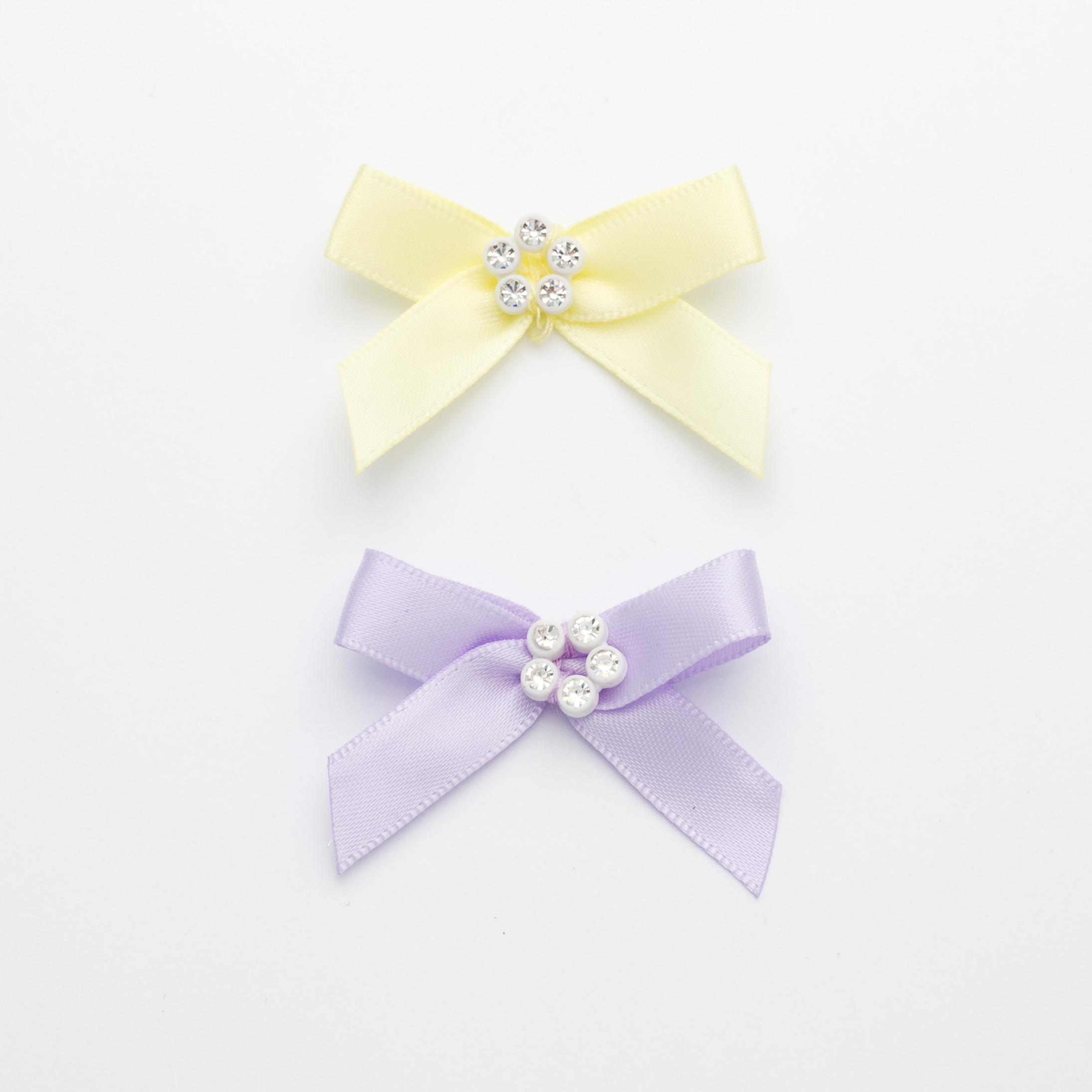 Satin Bow With Diamante Flower 20 Piece Bag 03312
