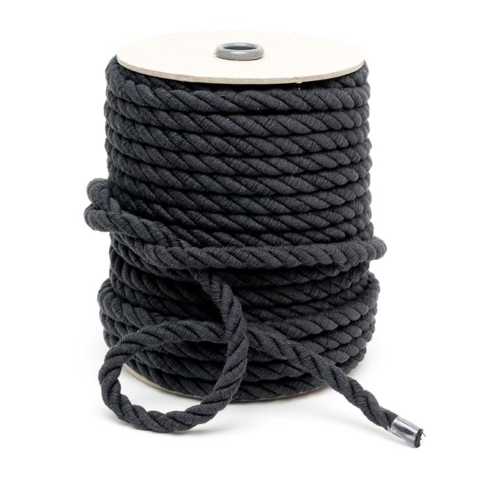 Crepe Cord Natural Cotton 7mm Black 25m Roll CCNB