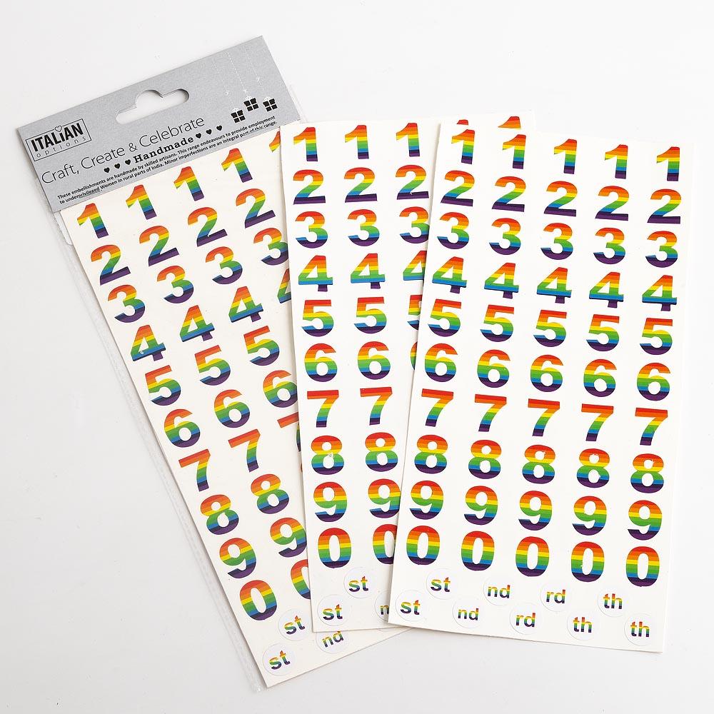 Number Stickers Rainbow 2 Sheets IO-HM062