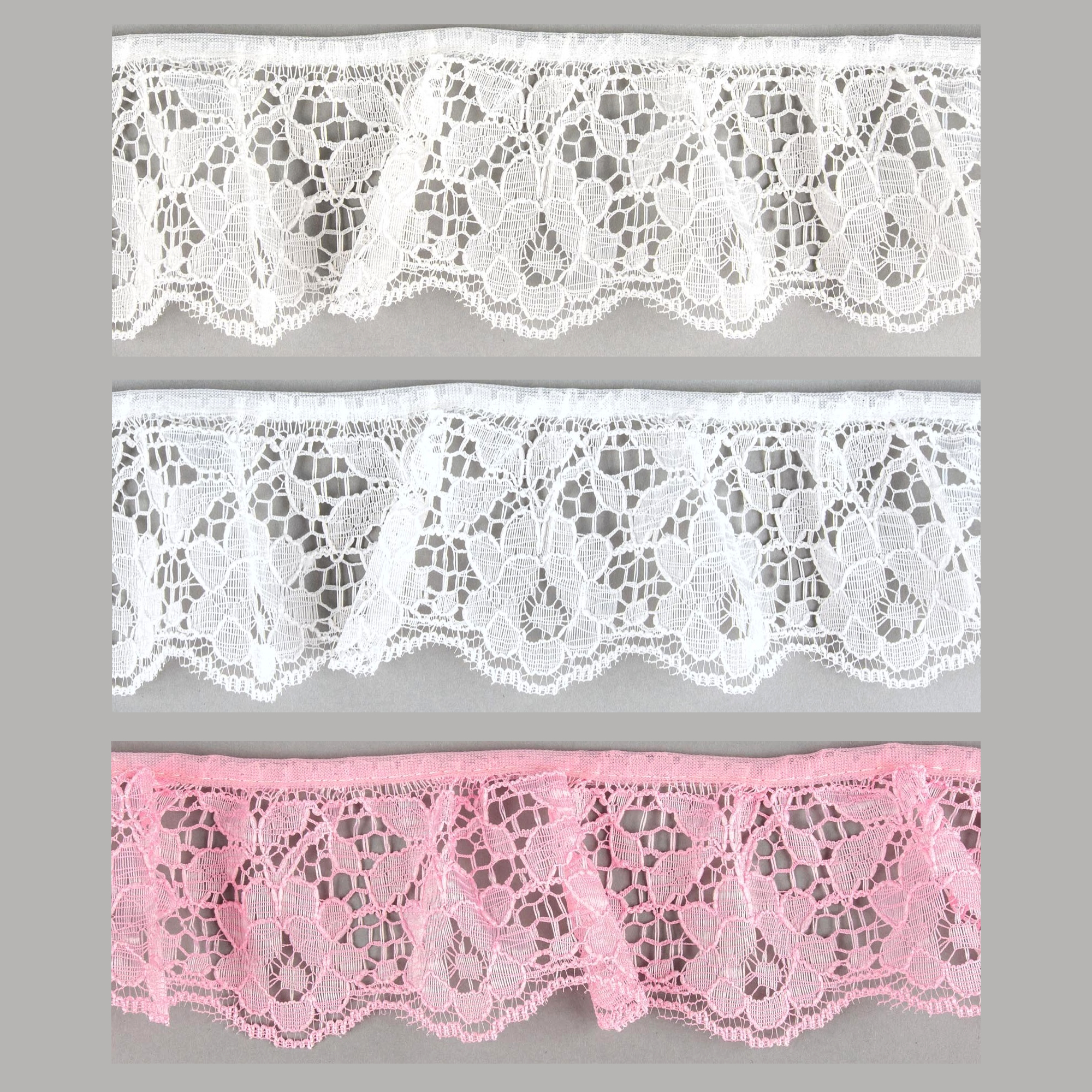 Frilled Nylon Lace 55mm (widest point) x 25m NYF/787 Wholesale Lace