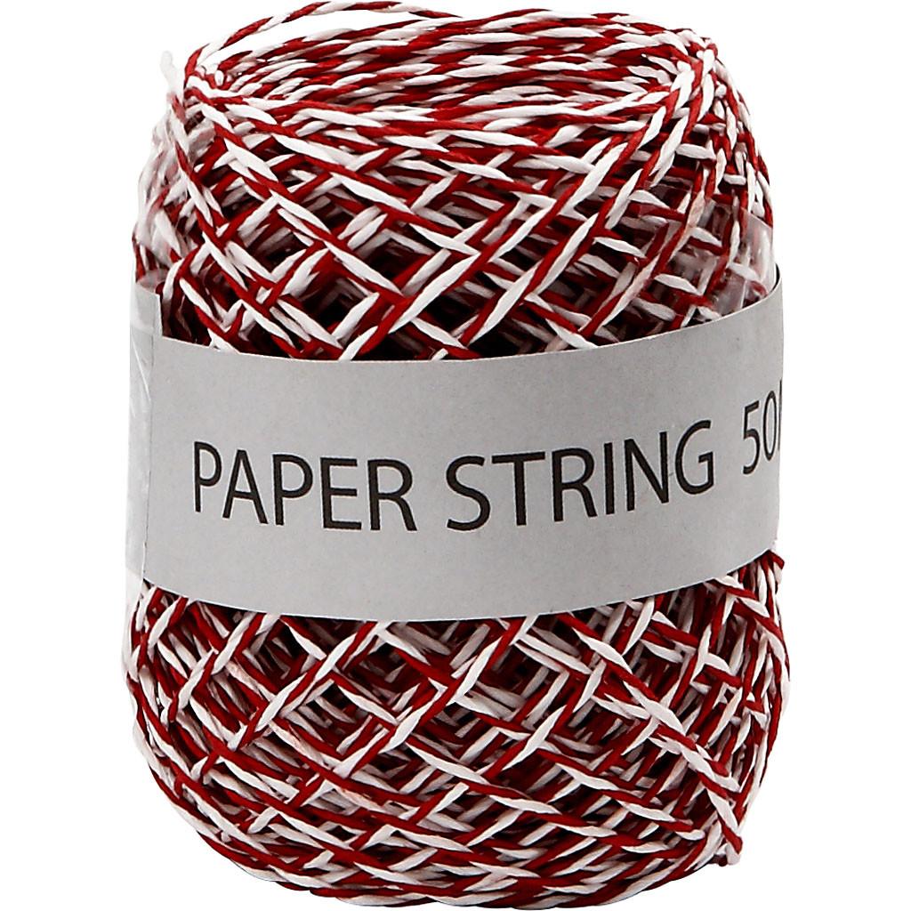 CC50326 - Paper String, Thickness 1mm, Red/White, 50m