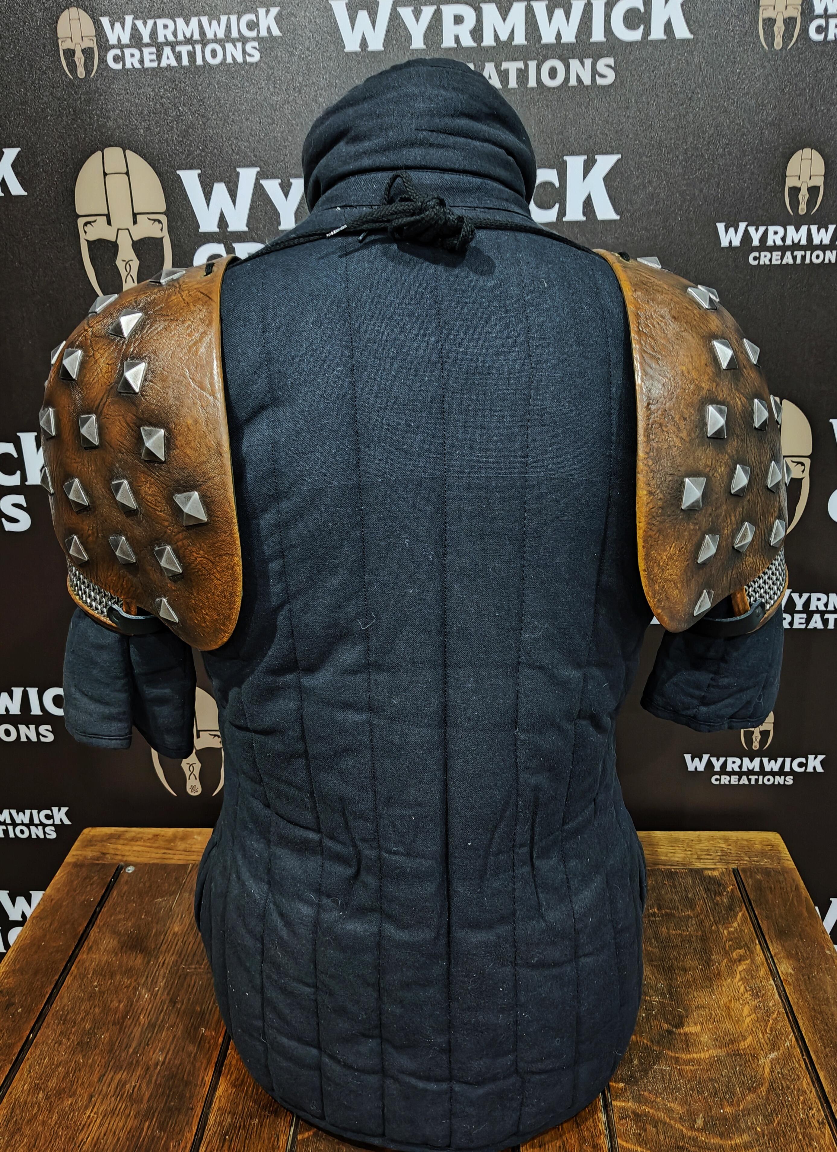 Fantasy style leather, chainmail and stud effect Pauldrons Larp Armour