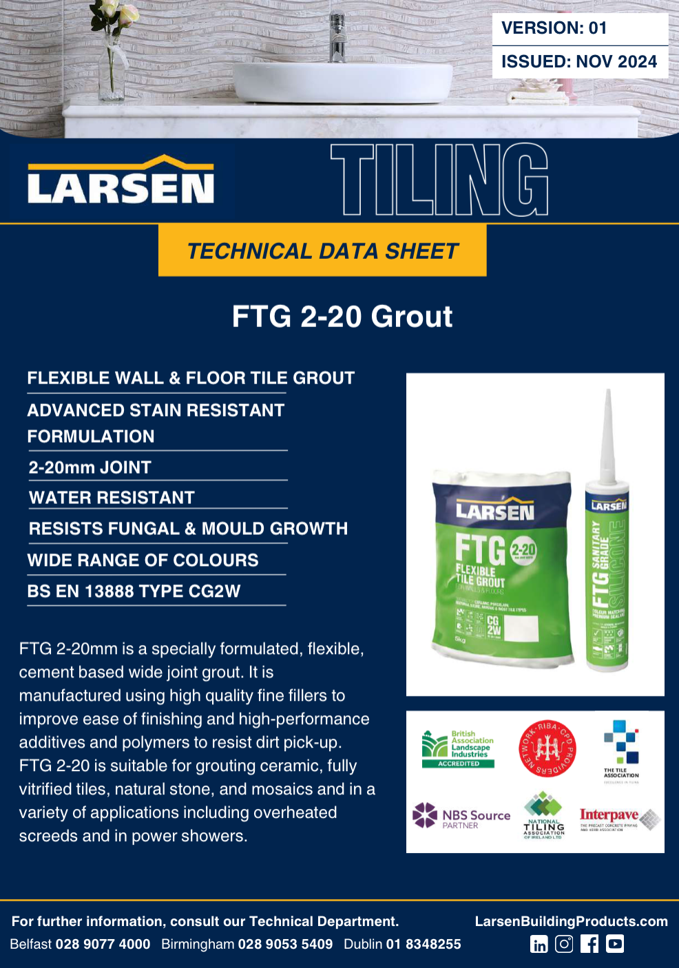 Larsen FTG 2-20 Grout 5kg – Professional Flexible Cement-Based Grout ...