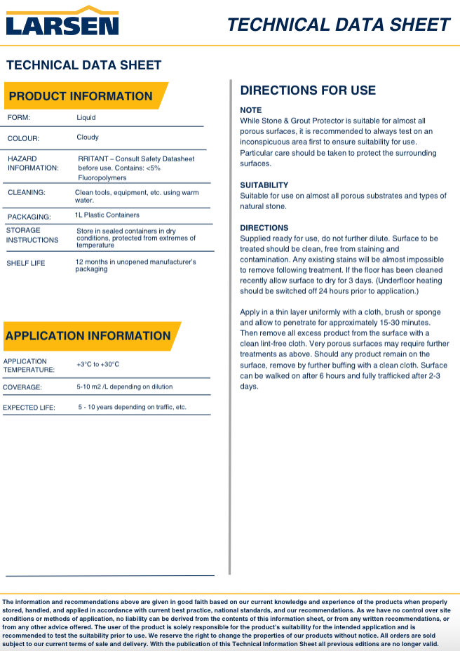 Larsen Stone & Grout Protector 1L – Advanced Stain Resistant ...