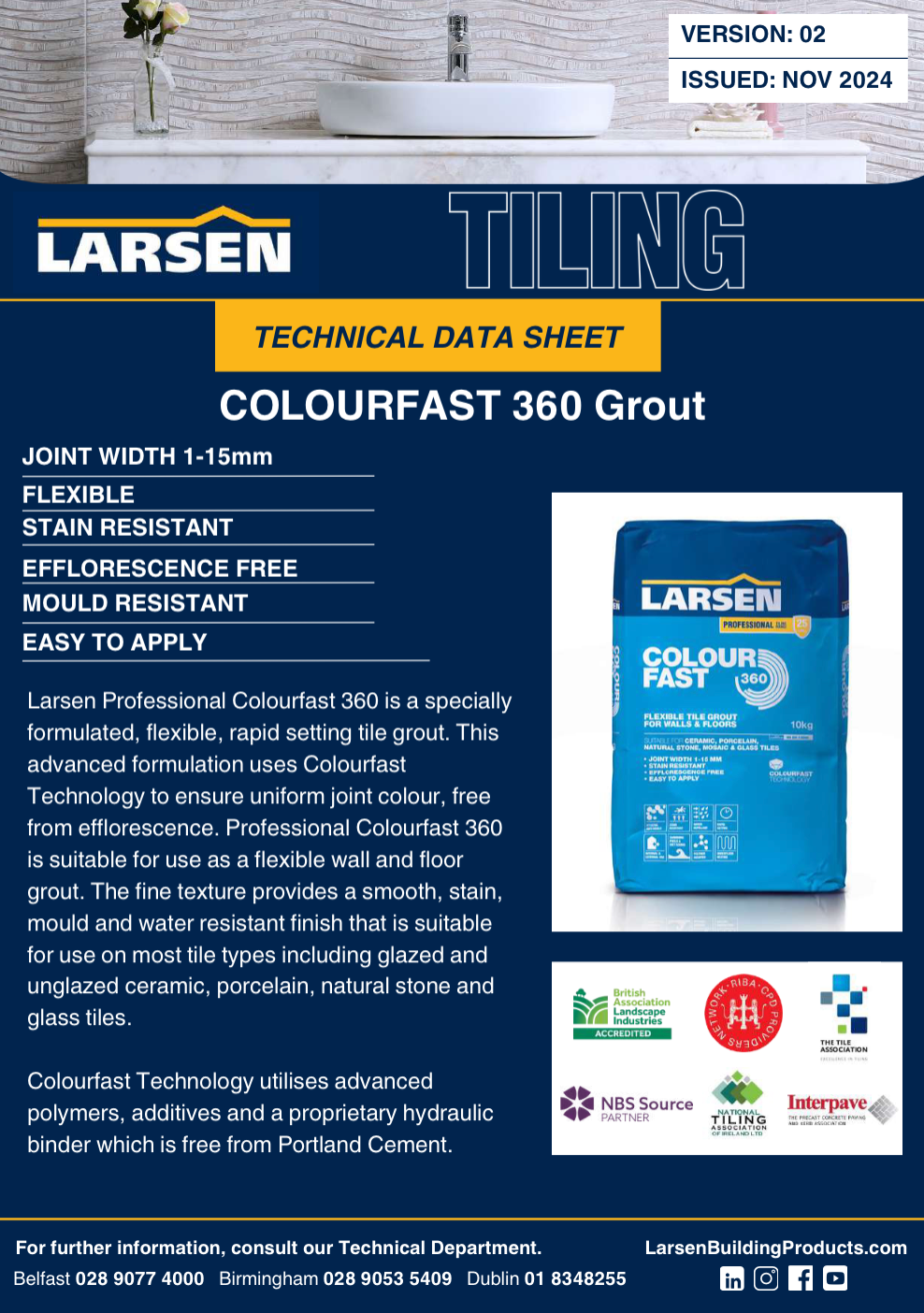 Larsen Colourfast 360 Grout 10kg – Jasmine – Professional Flexible ...