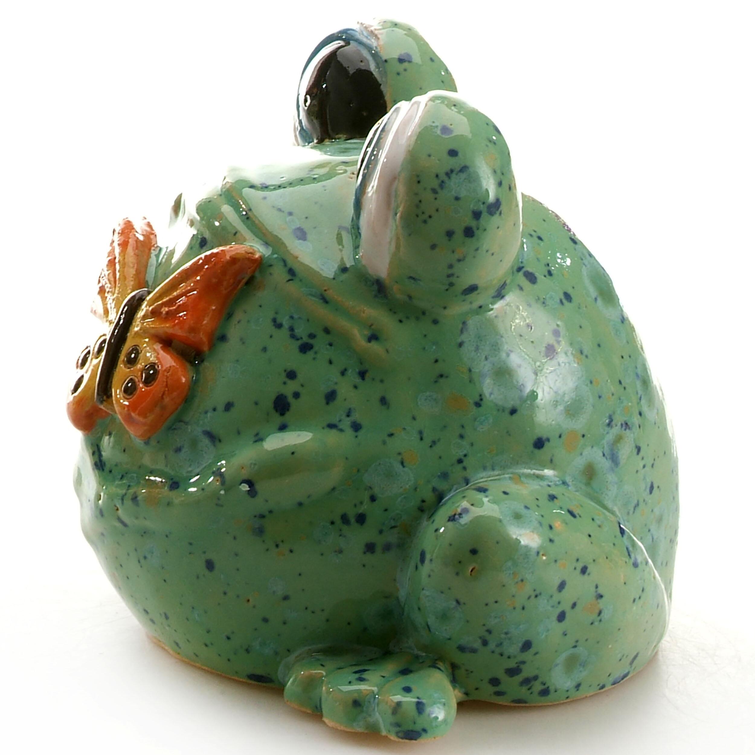 Quirky Googly Eyed Frog with Butterfly | Mint Turquoise