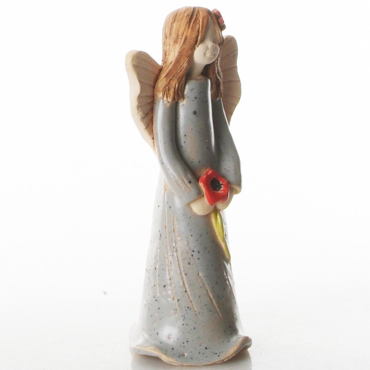 Angel with Red Poppy Figurine Angel of Remembrance