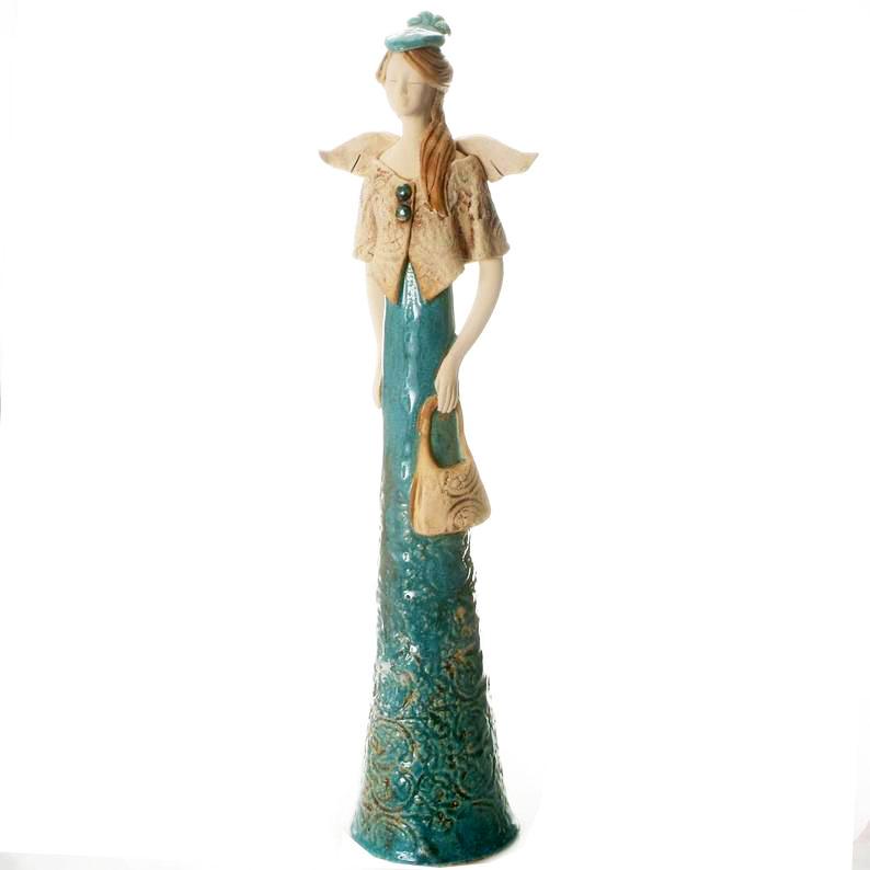 Large Ceramic Angel Figurine Caring Angel