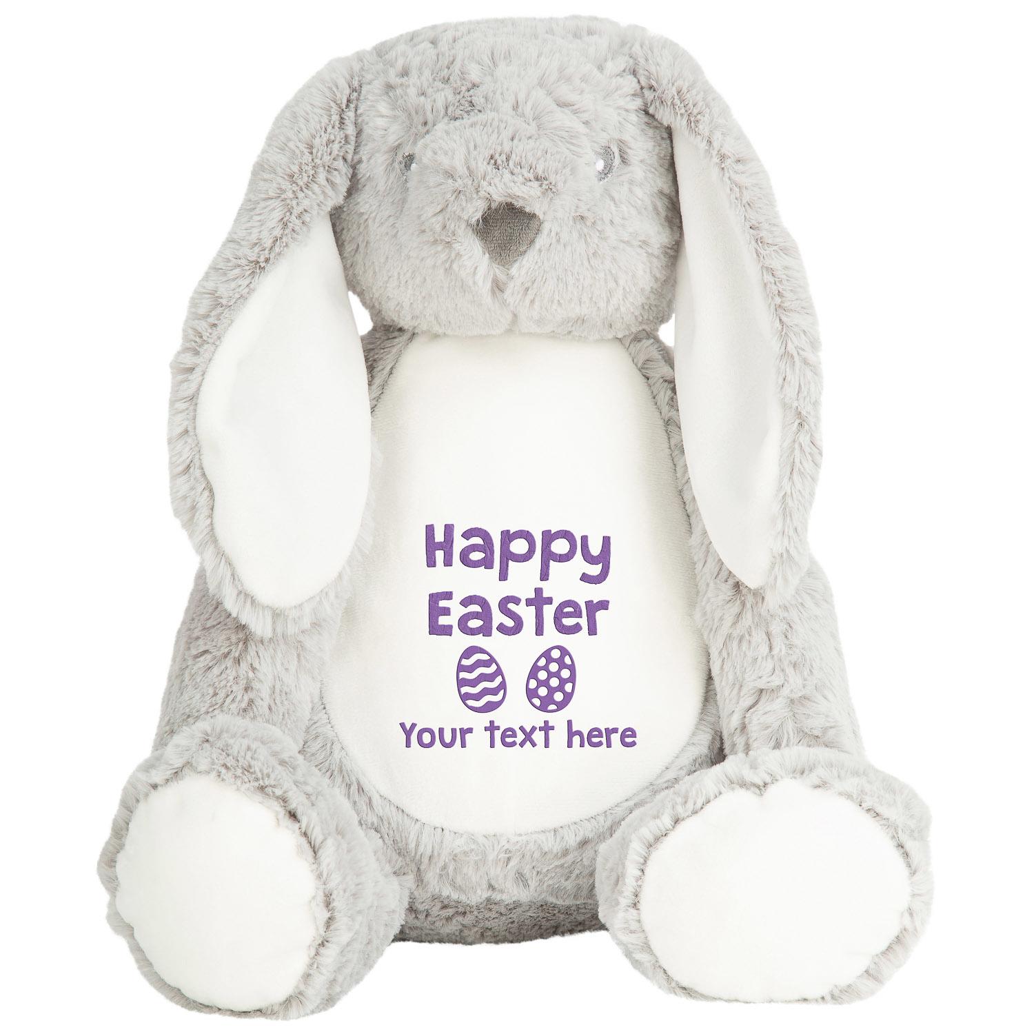 Happy Easter Personalised Grey Bunny Soft Toy