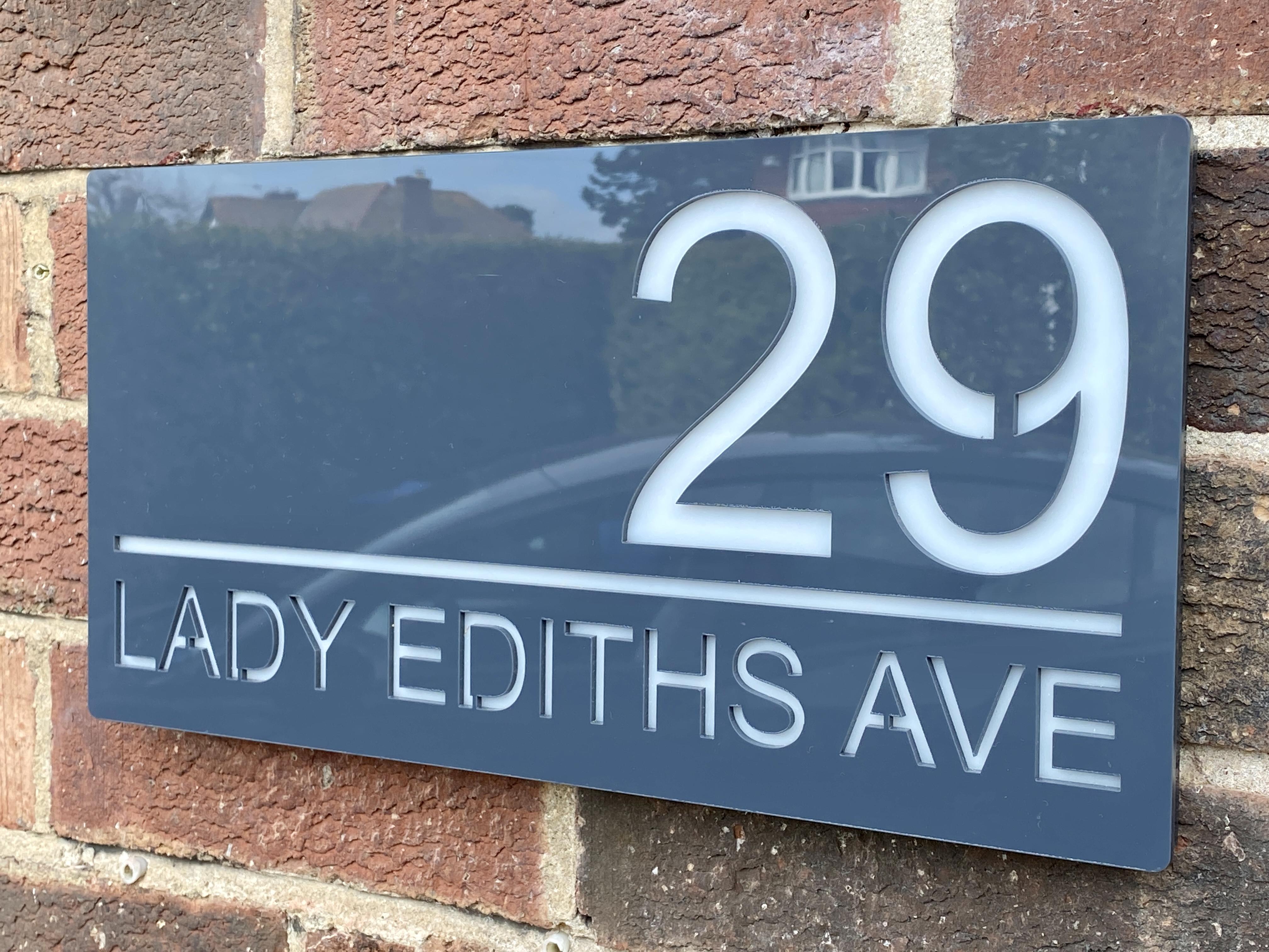 Modern House Sign, LED Backlit With Photocell