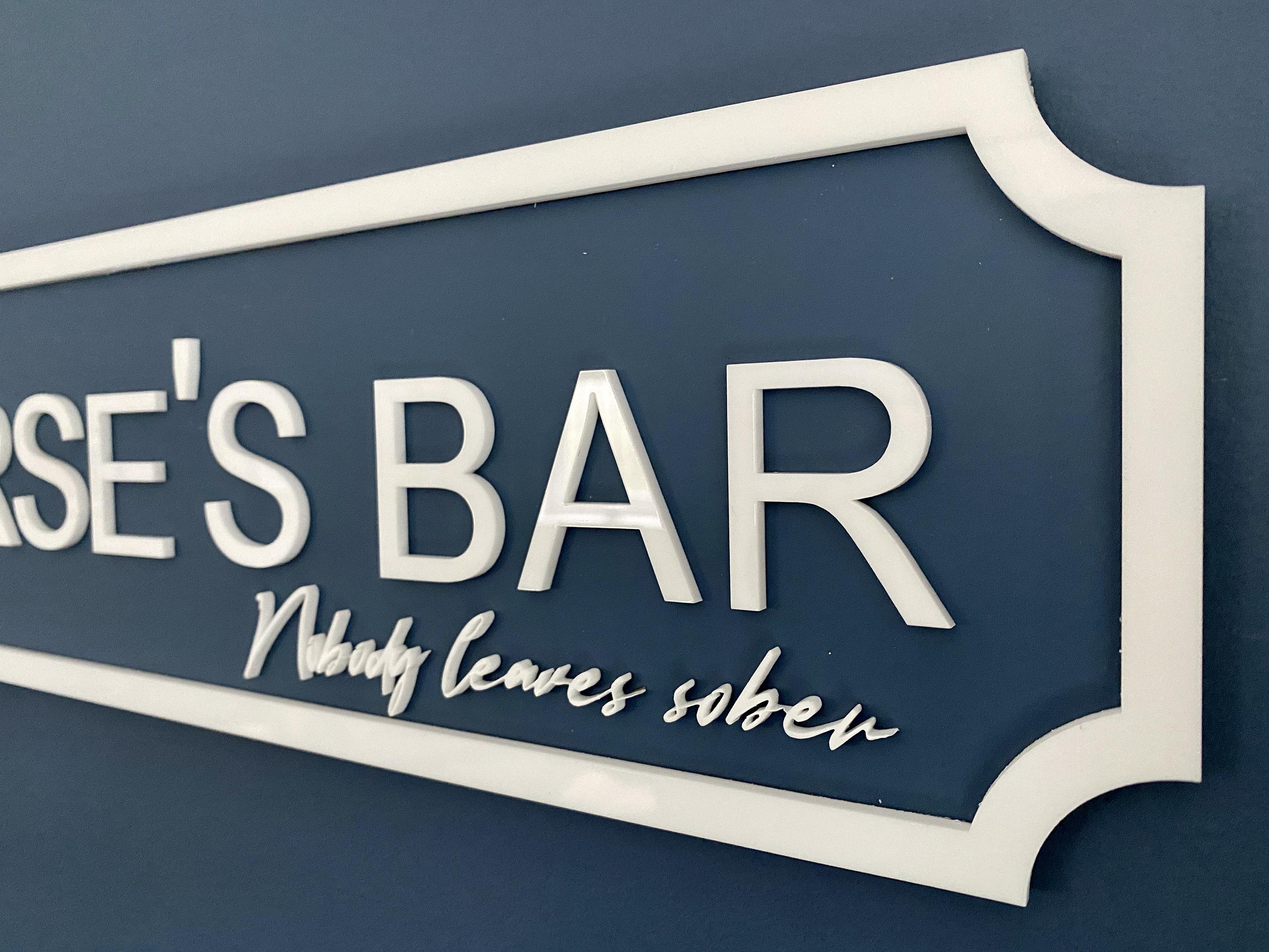 Vintage 3D Acrylic Personalised Gift Bar Street Sign For The Home Or Garden