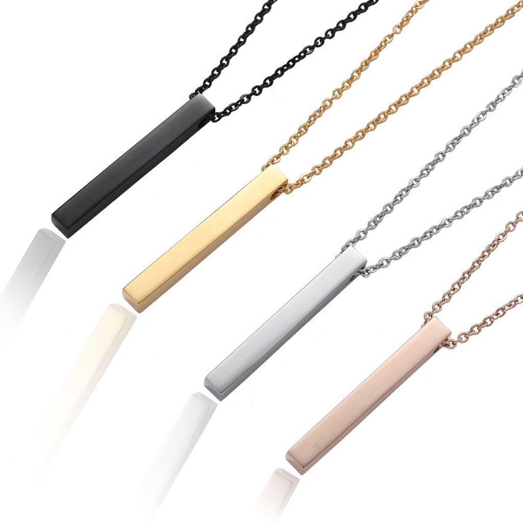 Personalised Rectangle Bar Rolo Chian Necklace With Smooth Polished ...