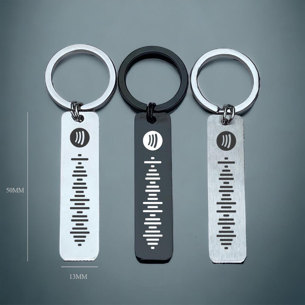 Titanium Keychain - Music QR Code, Custom Engraved, Song Keyring.