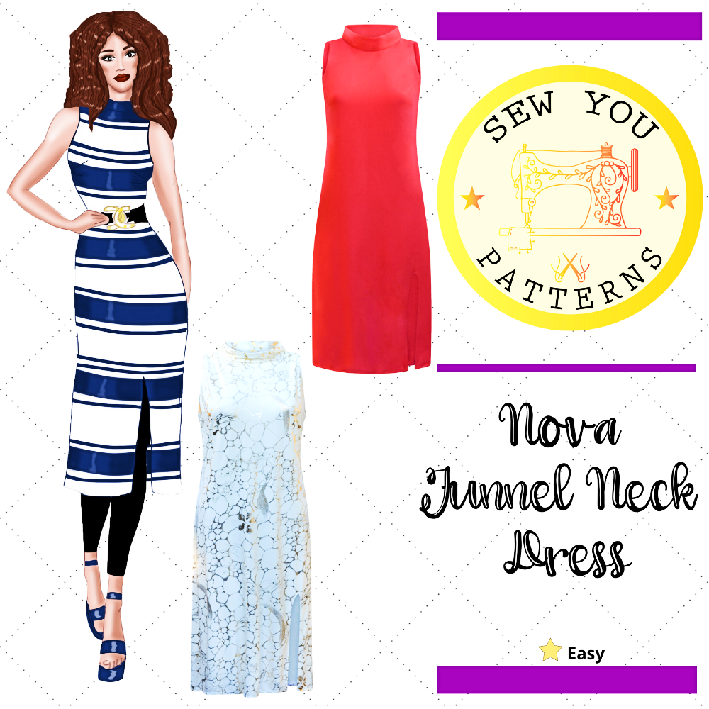 Nova Funnel Neck Dress PDF Pattern
