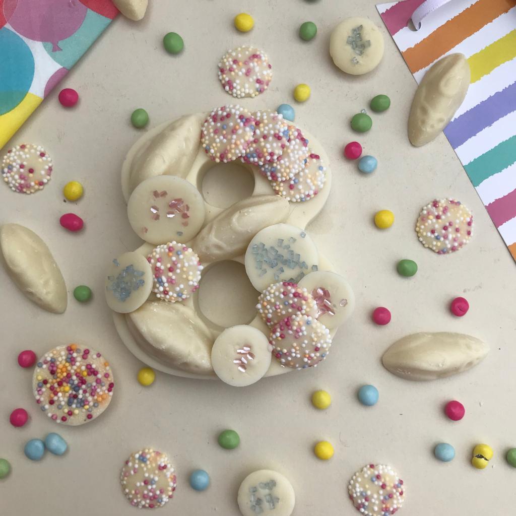 Decorated white chocolate number