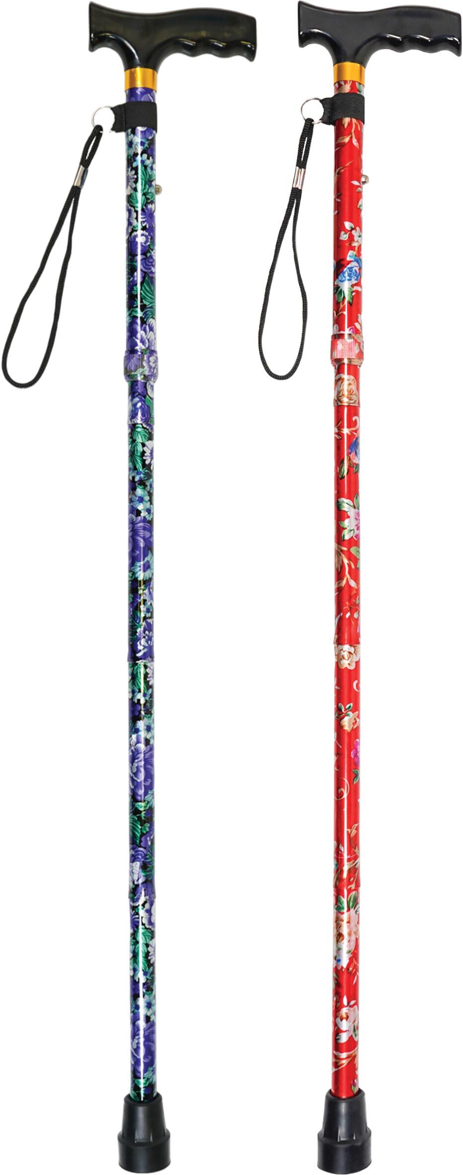 Floral Folding Walking Sticks | 2 pack Adjustable Height | Best ...