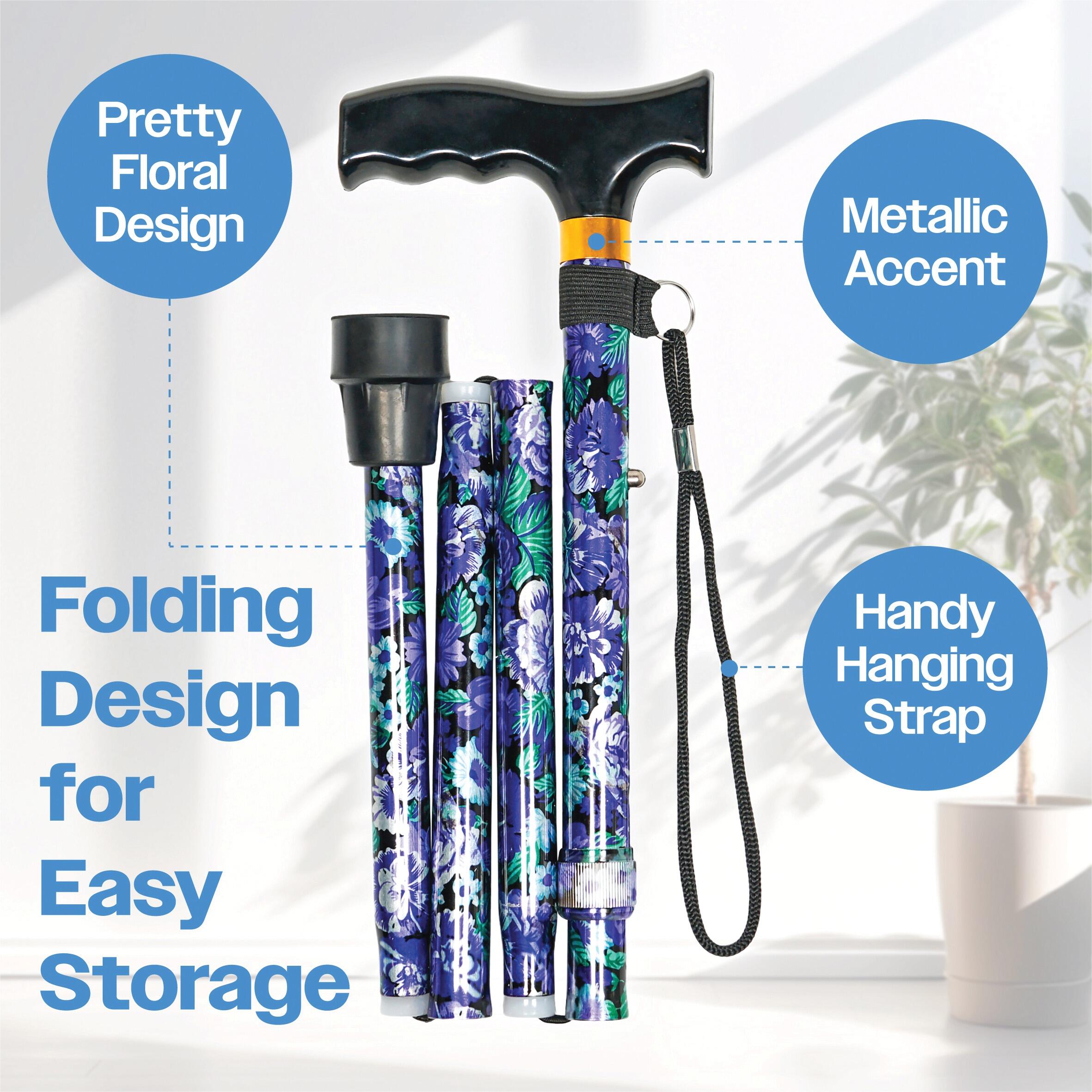 Floral Folding Walking Sticks | 2 pack Adjustable Height | Best ...