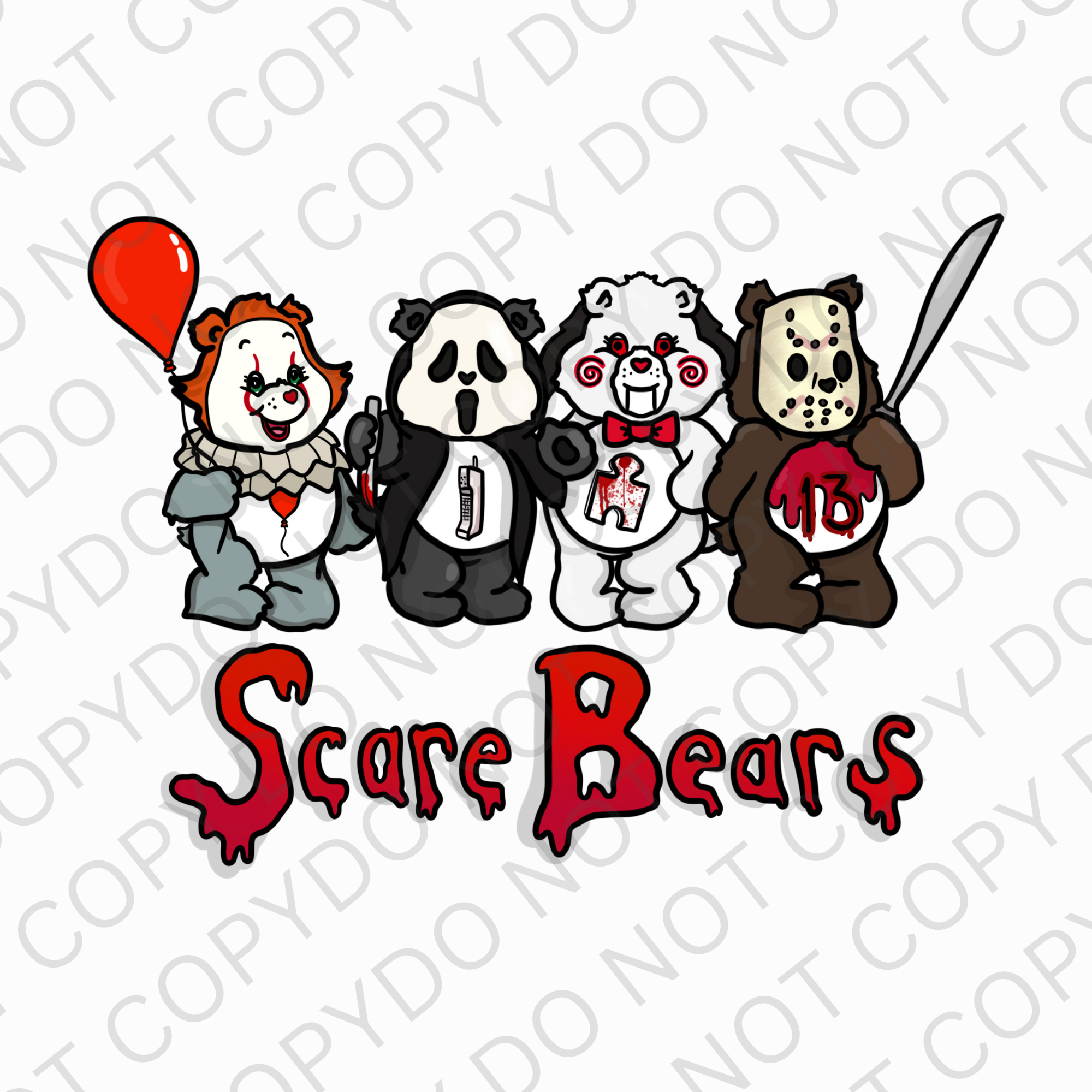 Scare Bears DTF fabric transfer