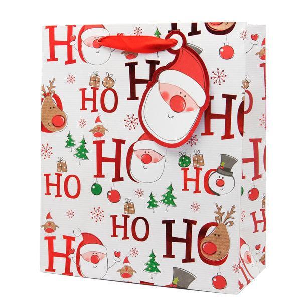 White Ho, Ho, Ho, Christmas Gift Bag - LARGE