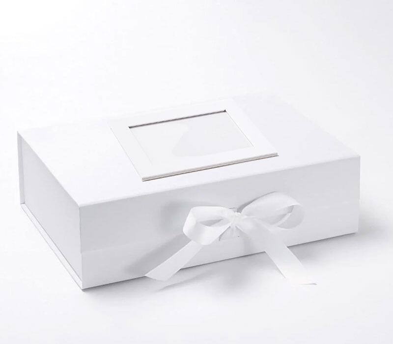 White Magnetic Gift Box - Deep A4 Size with Photo Frame