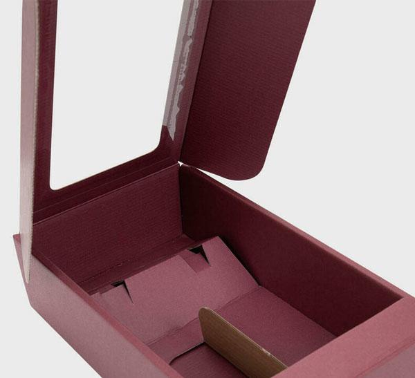 30 X 2 Bottle Clear Windowed Gift Box - Burgundy