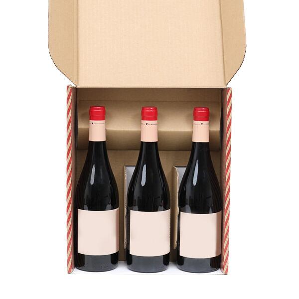 3 Bottle Kraft White Trees Front Opening Gift Box