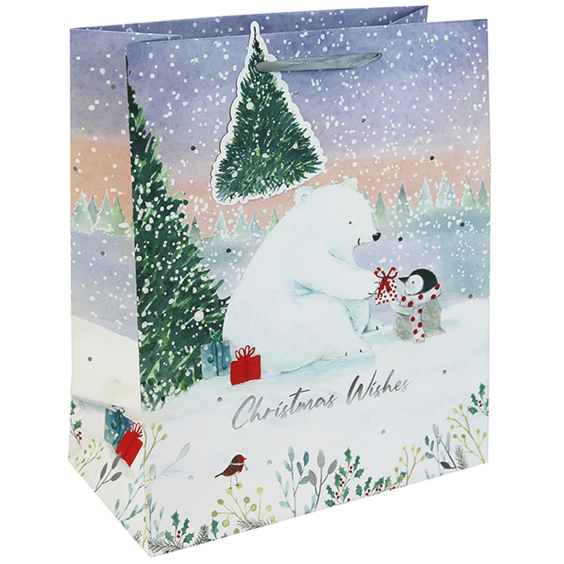 Polar Bear and Penguin Large Xmas Gift Bag.