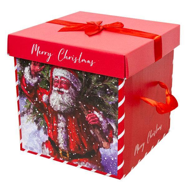 Traditional Santa Flat Pack Christmas Gift Box - SQUARE