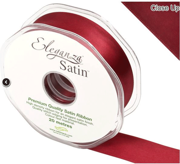 Claret Double Faced Satin Ribbon (25mm x 20m)