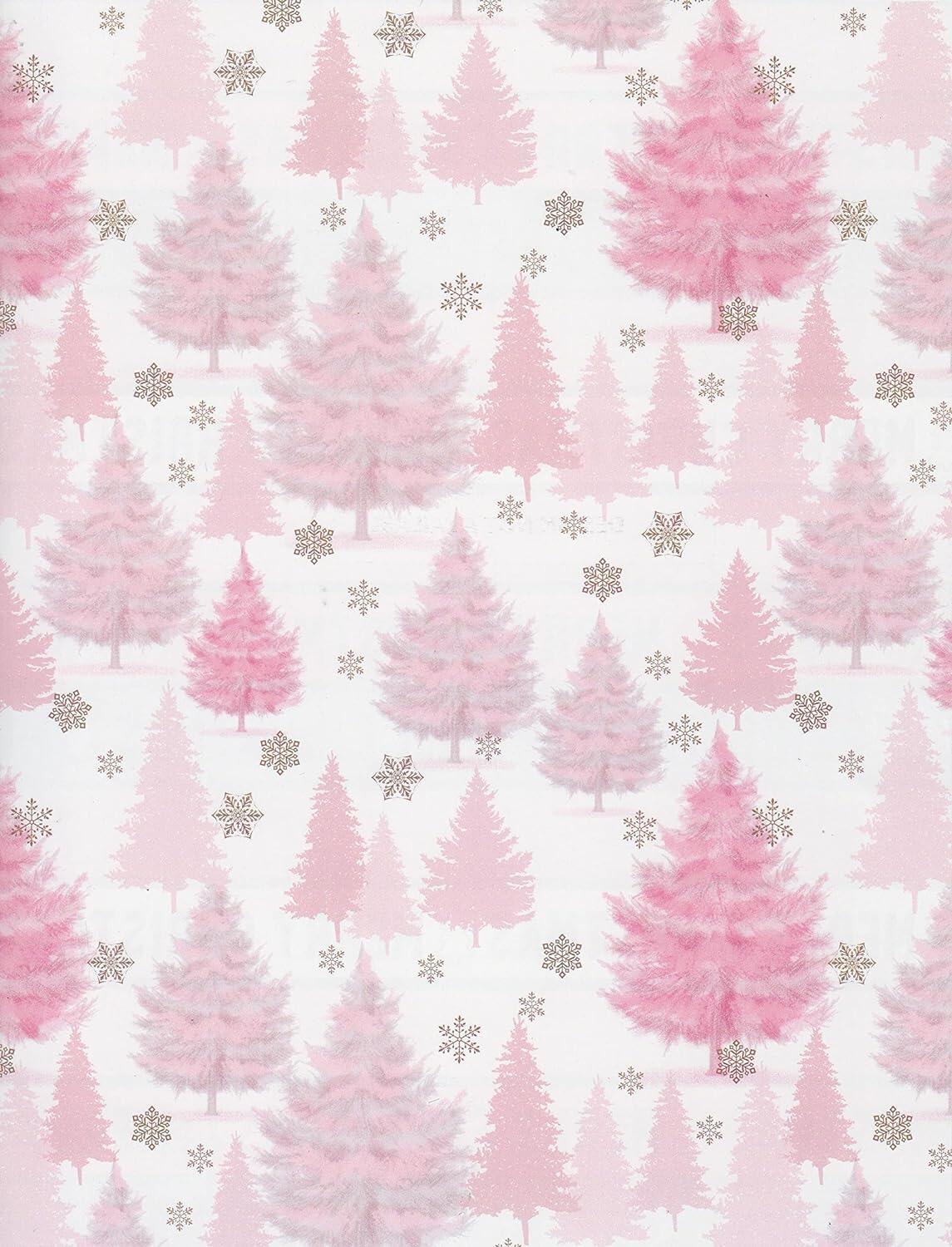 3 Rolls of 8m Pink, Rose Gold and White Merry Christmas Roll Wrap