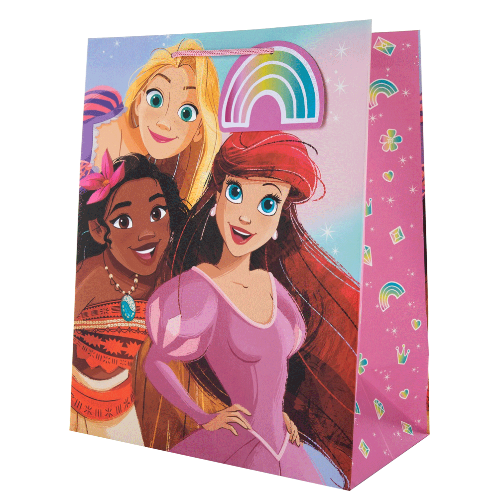 2 Large Disney Princess Gift Bags. Ariel, Moana and Rapunzel princesses ...