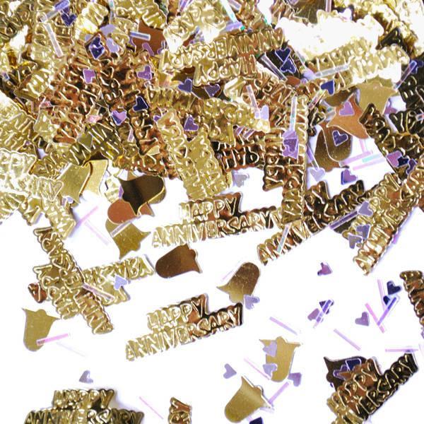 Gold Happy Anniversary Metallic Confetti Mix