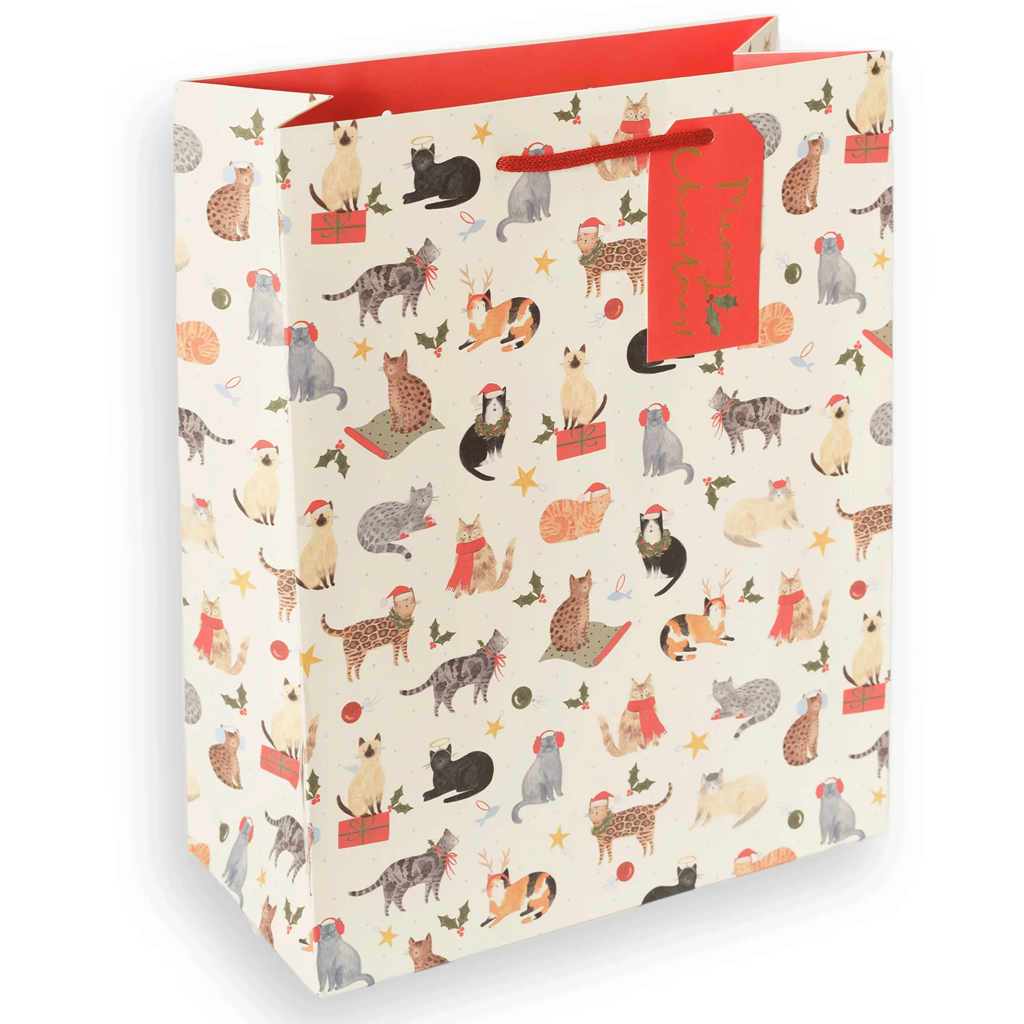 Festive Cats Christmas Gift Bag – Large Portrait Design
