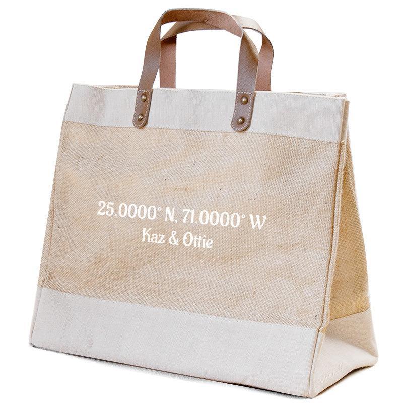 Personalised Luxury Jute Shopper Bag with Leather Handles SINGLE COLOUR ...