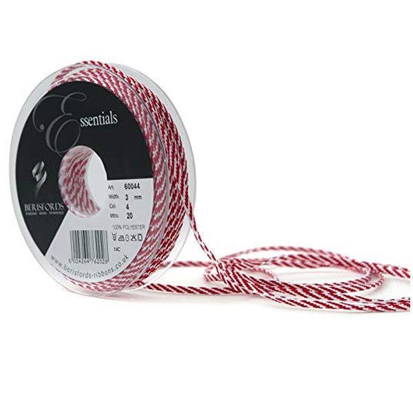 Red and White 3mm Twine Ribbon