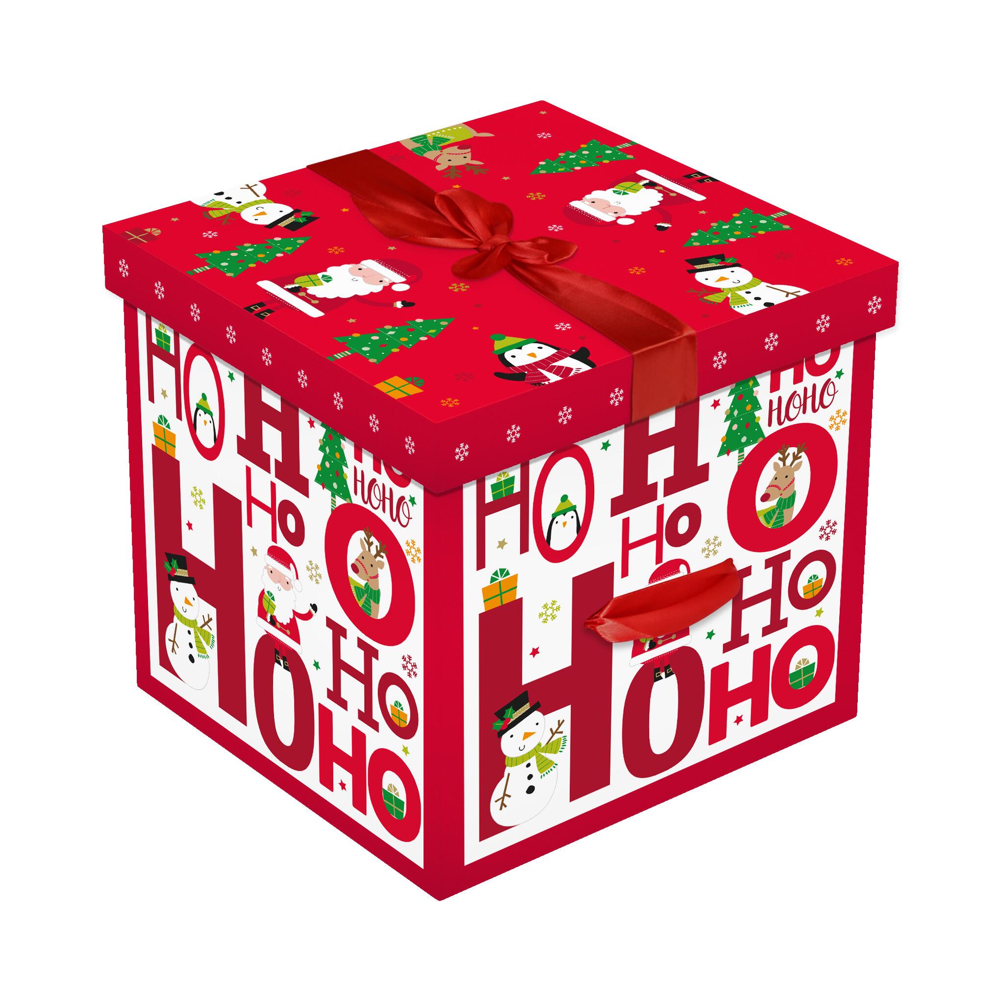 Christmas Gift Box. Ribbon Handles, Lift off Lid. designed To Umpress.